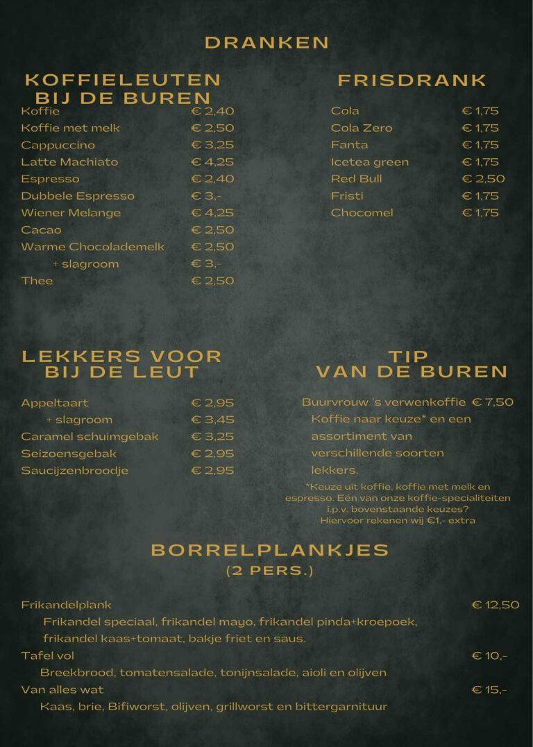 Menu – Cafetaria bij de Buren