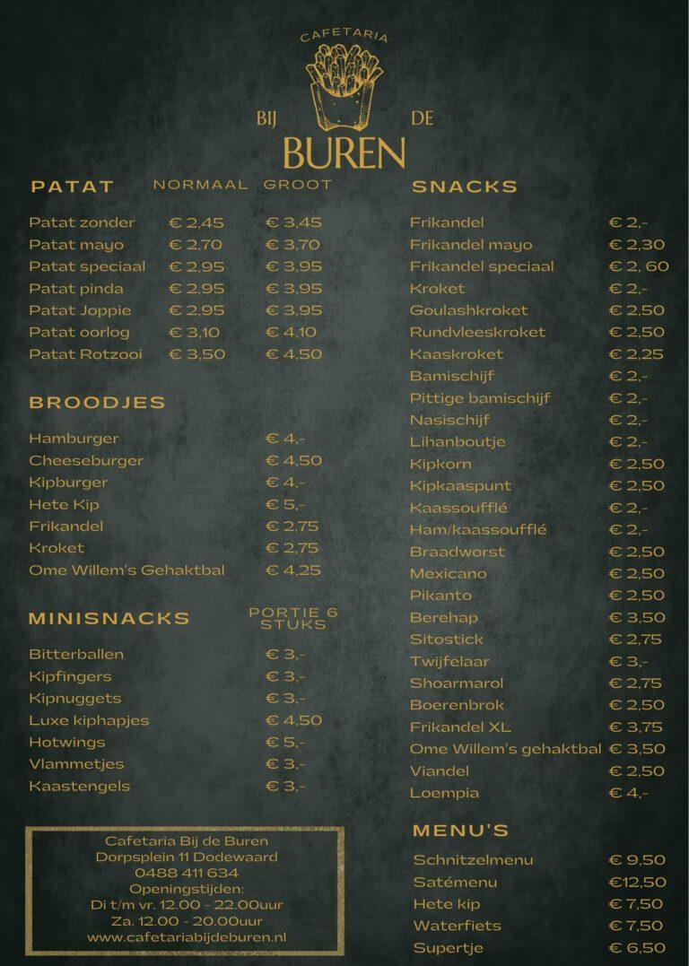 Menu – Cafetaria bij de Buren