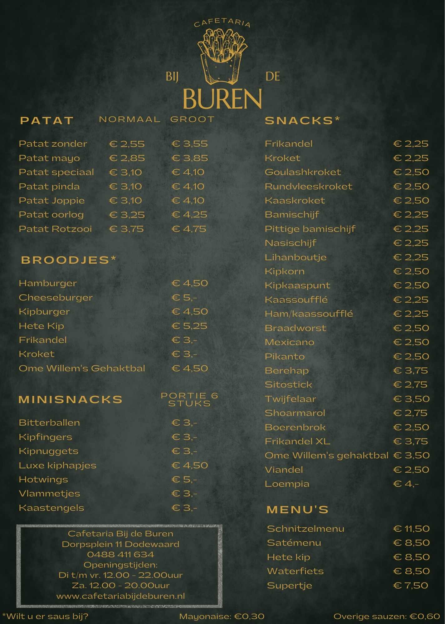 Menukaart afhalen – Cafetaria bij de Buren